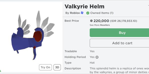 Buy Item Valkyrie Helmet (Limited Item Roblox) Roblox 2586508 | itemku