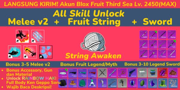 Beli Akun Akun Blox Fruit String Level MAX - Belum Diverifikasi Blox ...
