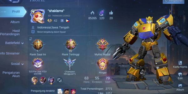 Beli Akun AKUN SMURF SULTAN + TRANFORMER XBORG +6 EPIC SKIN + LIGHTBORN ...