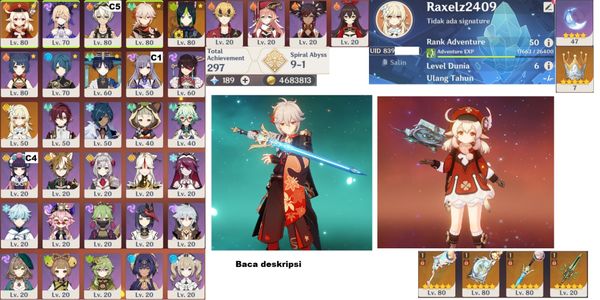 Beli Akun [Kazuha Signature & Klee Signature] Kazuha Freedom Klee Lost ...