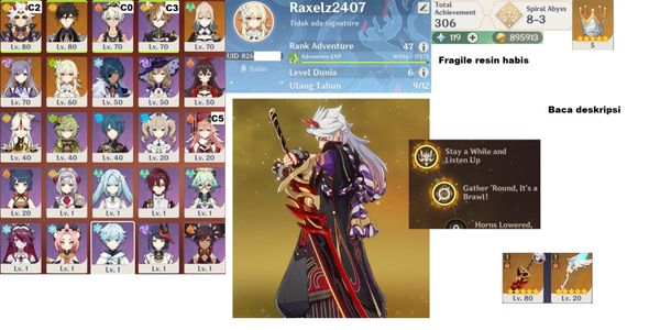 Beli Akun [Itto Signature] Zhongli Itto C2 Redhorn Jean Keqing Skyward ...