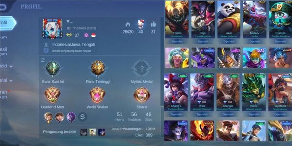 Beli Akun (Android/Ios) Skin 47 | Hero 52 Epic Limit Lesley, 1 Kof ...