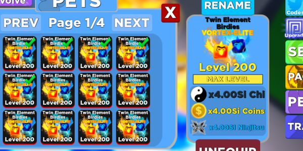 Beli Item Pet Ninja Legends Twin Element Birdies VORTEX ELITE (MAX LEVEL) Roblox Terlengkap dan ...