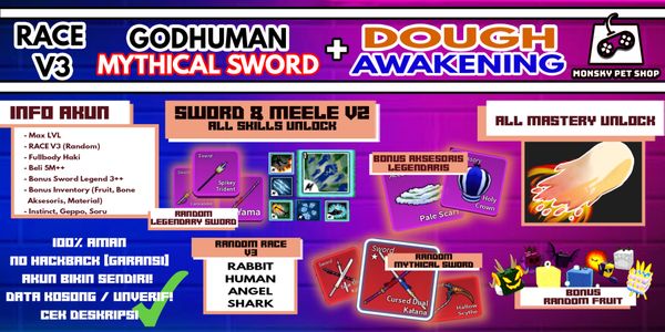 Beli Akun Akun Blox Fruit {RACE V3 + AWAKENING DOUGH + GODHUMAN ...
