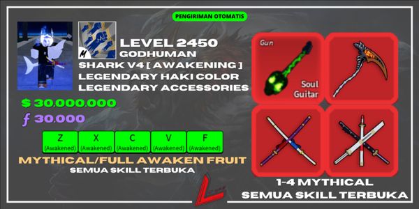 Beli Akun Akun Race Shark V4 (Awakening) [Full Awakening/Mythical Fruit ...
