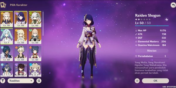 Beli Akun Raiden Shogun, Nahida, Albedo, Jean + 1 B5 WEAPON AR44 ASIA SERVER (DUO ARCHON) - T ...