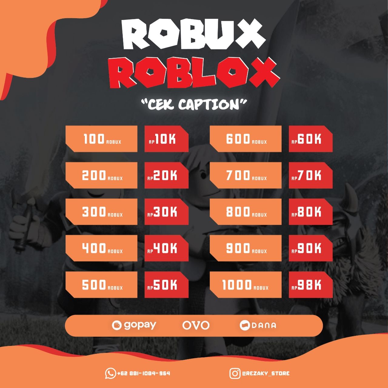 Beli Produk di Robux Gamepass Rezak Terlengkap Oktober 2024 | itemku