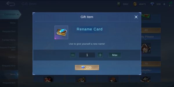 Beli Gift Item (7 Hari) Name Change Card Mobile Legends Terlengkap dan ...