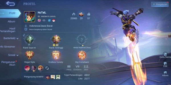 Beli Akun HERO 88 SKIN 111 EMBLEM 7 MAX EPIC LING SL ANGELA HAYABUSA ...