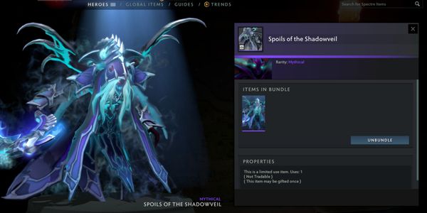 Beli Item Gift Spoils of the Shadowveil (Spectre Set Diretide 2022 Collector's Cache) Dota 2 ...
