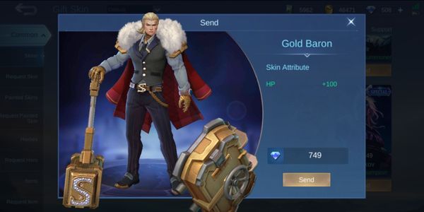 Buy Skin Gold Baron (Special Skin Tigreal) Mobile Legends 2315926 | itemku