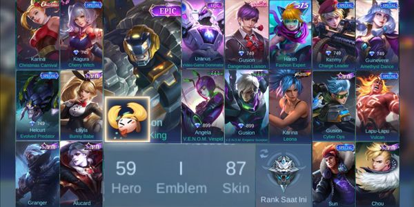 Beli Akun ML Skin Sultan & Murah Meriah Aman #38 Mobile Legends ...