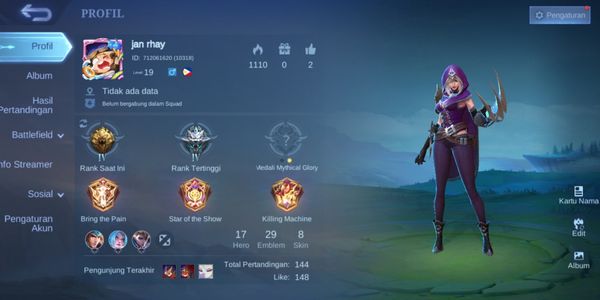 Beli Akun Akun Hero 17 Skin 8 Username All Unbind Mobile Legends Terlengkap dan Termurah Agustus ...