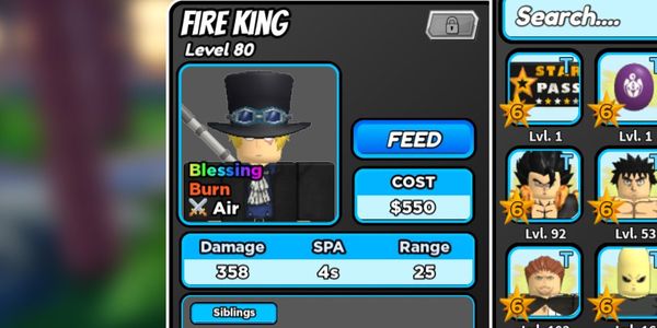 Buy Item Fire King (Sabo) - All Star Tower Defense (ASTD) Roblox ...