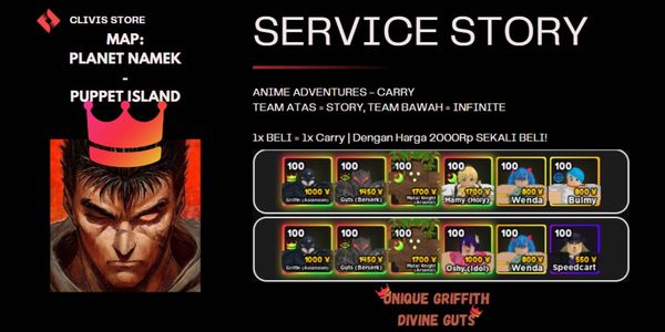 Beli Item ANIME ADVENTURES SERVICE STORY || CARRY MAP STORY DARI ...