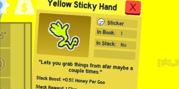 Beli Item Bee swarm simulator | Yellow sticky Hand (sticker) | via ...