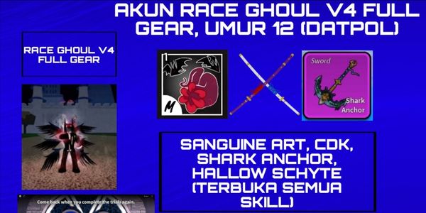 Buy Account Akun Blox Fruit Sanguine Art + Race Ghoul V4 Full Gear ...