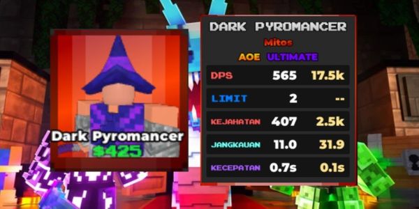 Buy Tower DARK PYROMANCER -Pixel Tower Defense (MYTHIC) Pixel Tower ...