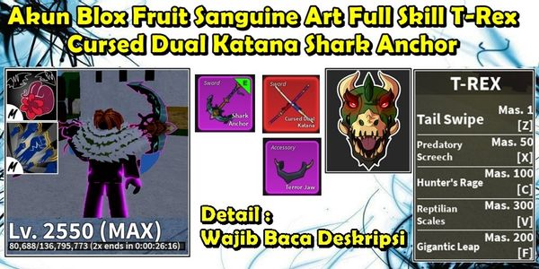 Buy Account Blox Fruit Account Level Max Sanguine Art Cursed Dual ...