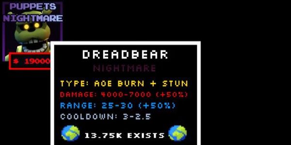 Beli Tower Dreadbear (Nightmare) - Five Nights TD Five Night Tower ...