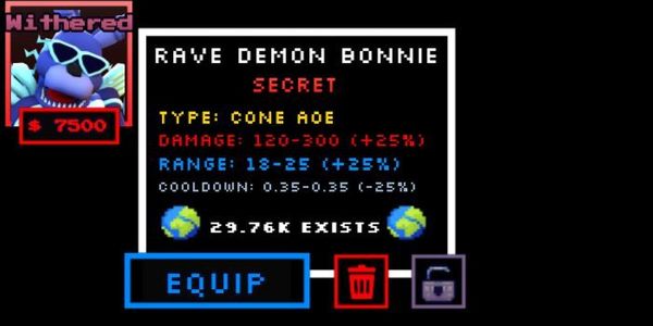 Beli Tower Rave Demon Bonnie (Secret) - Five Night TD Five Night Tower ...