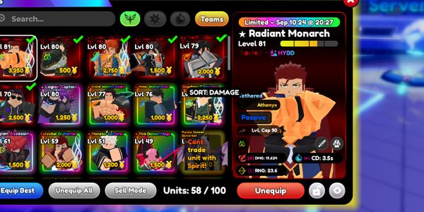 Beli Unit Radiant Monarch Almighty (Evo) Anime Defenders Roblox ...