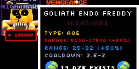 Buy Tower GOLIATH ENDO FREDDY Five Night Tower Defense Roblox 3028476 ...