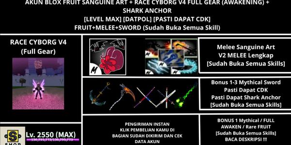 Buy Account Blox Account Fruit Sanguine Art + Race CYBORG V4 Full Gear ...