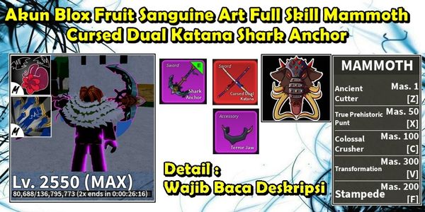 Buy Account Blox Fruit Account Level Max Sanguine Art CDK Shark Anchor Full Skill Mammoth Blox ...