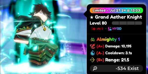 Buy Unit Grand Aether Knight (Almighty) Anime Defenders Roblox 3007094 ...
