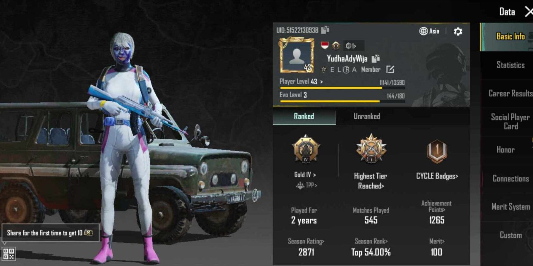 Beli Akun AKUN LEVEL 43 RANKED GOLD IV ASIA SET/OUTFIT BANYAK AKM SKIN ...