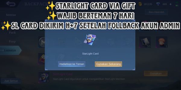 Beli Gift Item (7 Hari) STARLIGHT MEMBERSHIP / STARLIGHT CARD VIA GIFT ...