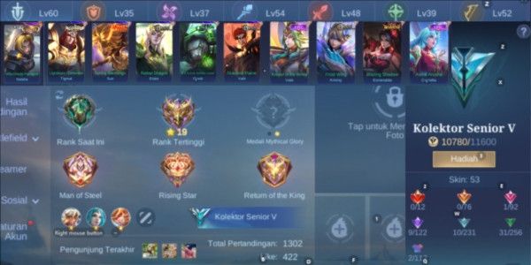 Beli Akun (655)Akun Mlbb Emblem Basic Max, Collector Natalia, Lb Tg ...