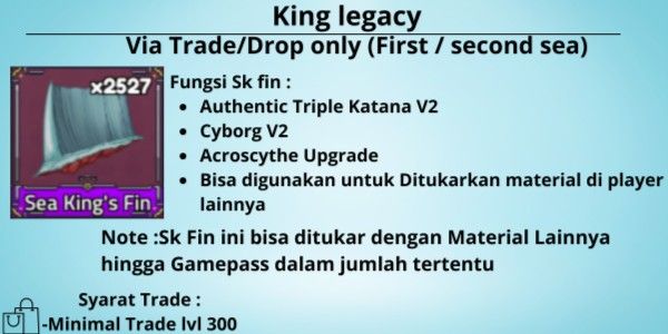 Beli Material x100 Sea King's Fin/Sk Fin (King Legacy) King Legacy ...