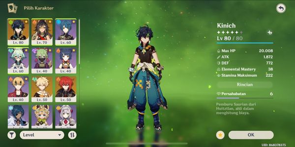 Beli Akun AR 45 Kinich Sign weapon nahilda Genshin Impact Terlengkap ...