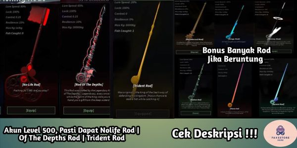 Buy Account Akun Level 500 | Nolife Rod | Trident Rod | Of The Depths ...