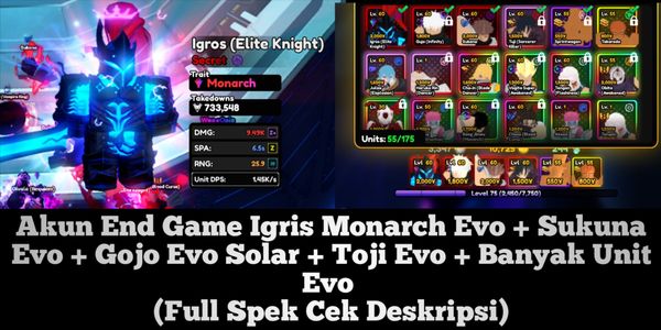 Buy Account Dewa Igros Monarch Evo Spec Account + Gojo, Toji, Sukuna ...