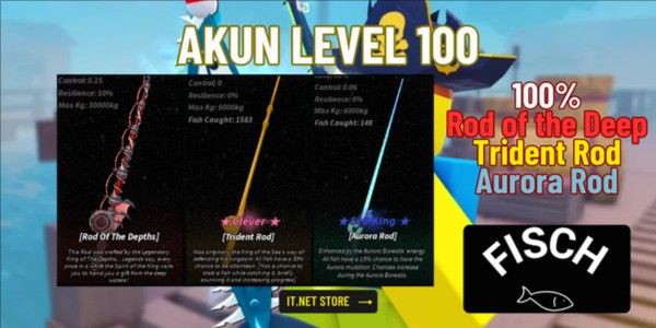 Beli Akun Akun Fisch Level 100 (Rod Of The Depths + Trident Rod ...