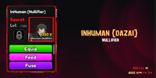 Buy Item SECRET Dazai / Inhuman (Nullifier EVO | ANIME ADVENTURE RBL ...