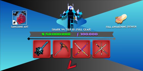 Buy Account Race Shark V4 Tier 10 (Full Gear) | Sanguine Art | Full ...