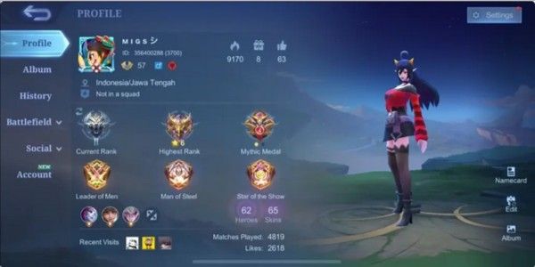 Beli Akun (9) Akun Mlbb Skin Collector Valir, Lightborn Fanny Emblem ...