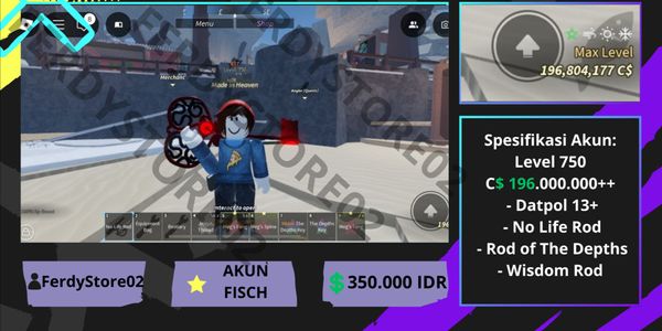 Buy Account Akun FISCH Level Max (Level 750 + No Life Rod) Fisch ...