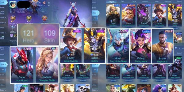 Beli Akun ML SULTAN, RANK MYTHIC, HERO DAN SKIN BANYAK, EPIC HARLEY ...