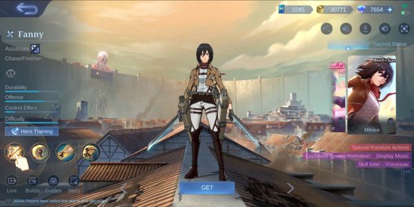 Buy Skin Mikasa (Attack On Titan Fanny) Mobile Legends 2650196 | itemku