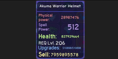 Buy Item Akuma Warrior Helmet blue max upgrade RBL 2621099 | itemku