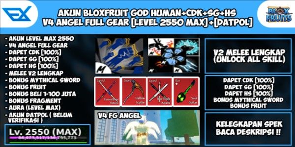 Buy Akun Akun Blox Fruit Race Sky (Angel) V4 Full Gear+GH+CDK+SG+HS [Level MAX] Blox Fruits ...