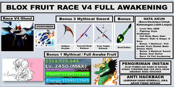 Buy Account Blox Fruit Ghoul Race V4 Full Awakening (Full Gear ...