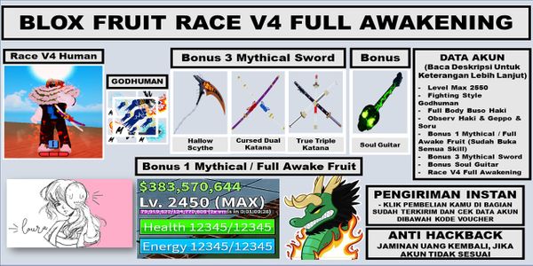 Buy Account Blox Fruit Human Race V4 Full Awakening (Full Gear ...