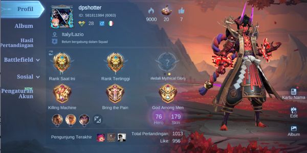 Buy Account AKUN SMURF SULTAN + LEGEND ALUCARD + 18 EPIC + 5 LIMIT +3 ...