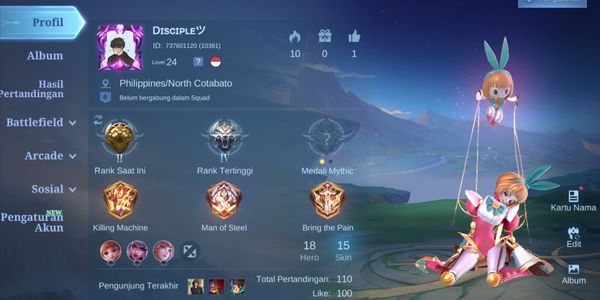 Beli Akun Akun Mobile Legends Hero18 Skin15 Allunbind 1MWorld Ling LB ...